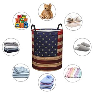 Foruidea American Flag Reclaimed Wood Laundry Basket,Laundry Hamper,Collapsible Storage Bin,Oxford Fabric Clothes Baskets,Nursery Hamper For Home,Office,Dorm,Gift Basket