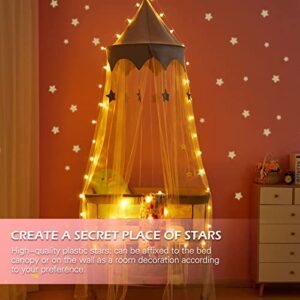 LOAOL Canopy for Kids Bed with Stars, Crib Canopy with Dome, Elegant Net Hanging Fairy Girl Bed Canopy Princess Room Decoration Reading Nook Corner Curtain Fits Full Crib, Twin, Queen Play Castle Tent