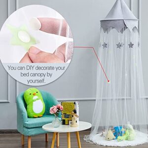 LOAOL Canopy for Kids Bed with Stars, Crib Canopy with Dome, Elegant Net Hanging Fairy Girl Bed Canopy Princess Room Decoration Reading Nook Corner Curtain Fits Full Crib, Twin, Queen Play Castle Tent