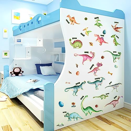 Glow in The Dark Dinosaur Wall Decals, Glowing Stickers for Ceiling, Boys Bedroom Decoration, Large Luminous Removable Dinosaur Wall Decor for Nursery, Kids Birthday Gift