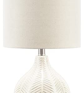 Signature Design by Ashley Rainermen 20" Modern Herringbone Ceramic Table Lamp, Off White