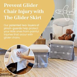 Glider Skirt, Universal Fit Safety Skirt for Glider Chair and Ottoman for Nursery, Baby Proofing Pinch Guard, Glider Chair and Ottoman Sold Separately, Slate Arrow Style