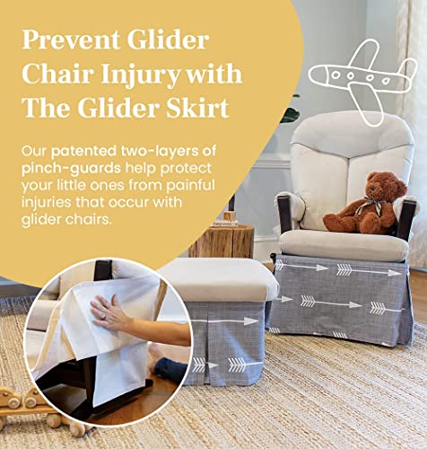 Glider Skirt, Universal Fit Safety Skirt for Glider Chair and Ottoman for Nursery, Baby Proofing Pinch Guard, Glider Chair and Ottoman Sold Separately, Slate Arrow Style