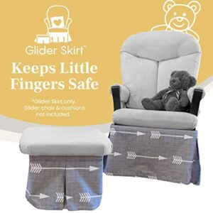 Glider Skirt, Universal Fit Safety Skirt for Glider Chair and Ottoman for Nursery, Baby Proofing Pinch Guard, Glider Chair and Ottoman Sold Separately, Slate Arrow Style