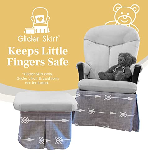 Glider Skirt, Universal Fit Safety Skirt for Glider Chair and Ottoman for Nursery, Baby Proofing Pinch Guard, Glider Chair and Ottoman Sold Separately, Slate Arrow Style