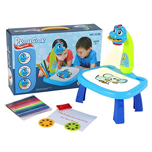 Ochine Kids Projector Painting Drawing Board Desk Child Learning Table Set Smart Projector Drawing Desk Projection Drawing Board Painting Table Playset for Kids Boys Girls(Ship from USA)