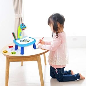 Ochine Kids Projector Painting Drawing Board Desk Child Learning Table Set Smart Projector Drawing Desk Projection Drawing Board Painting Table Playset for Kids Boys Girls(Ship from USA)