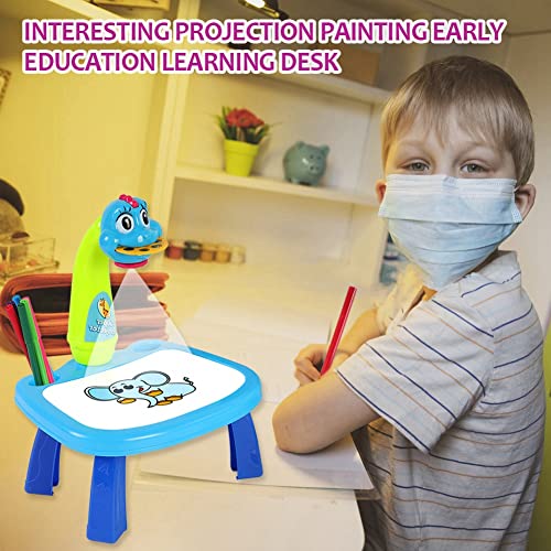 Ochine Kids Projector Painting Drawing Board Desk Child Learning Table Set Smart Projector Drawing Desk Projection Drawing Board Painting Table Playset for Kids Boys Girls(Ship from USA)