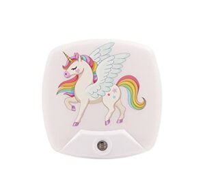 2 pack - cartoon unicorn led plug-in night light for kids - wall lamp take good care children sleep light sensor auto controlled nightlights for baby nursing d