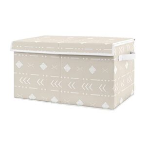 sweet jojo designs boho aztec geometric boy girl small fabric toy bin storage box chest for baby nursery kid room - gender neutral beige taupe tan white bohemian southwest tribal for llama collection