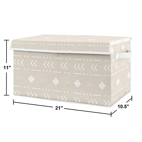 Sweet Jojo Designs Boho Aztec Geometric Boy Girl Small Fabric Toy Bin Storage Box Chest For Baby Nursery Kid Room - Gender Neutral Beige Taupe Tan White Bohemian Southwest Tribal for Llama Collection