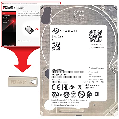 Fantom Drives FD 5TB Internal Hard Drive Upgrade Kit with ST5000LM000, 2.5", 15mm, 5400RPM, 128MB Cache (HDD5000M-KIT2), 5 TB