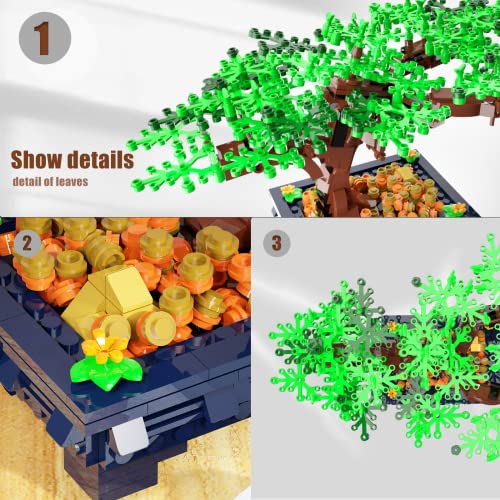 Tenhorses Bonsai Tree Building Set for Adults, Creative Plants Building Kit Botanical Home Decor Cool Birthday Gift for Adults Kids (817Pcs)