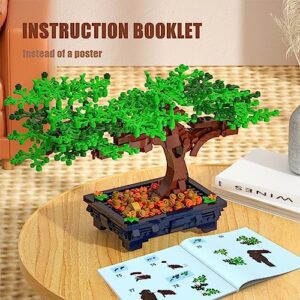 Tenhorses Bonsai Tree Building Set for Adults, Creative Plants Building Kit Botanical Home Decor Cool Birthday Gift for Adults Kids (817Pcs)