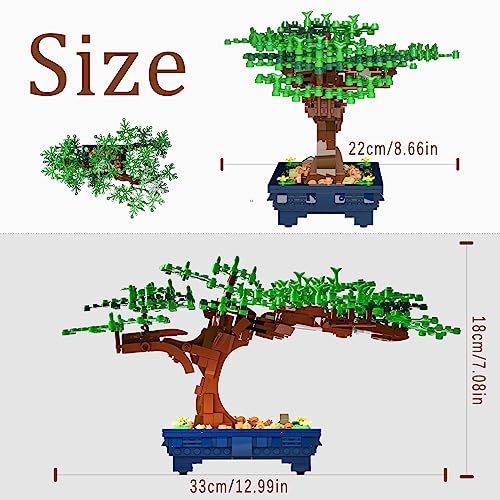 Tenhorses Bonsai Tree Building Set for Adults, Creative Plants Building Kit Botanical Home Decor Cool Birthday Gift for Adults Kids (817Pcs)