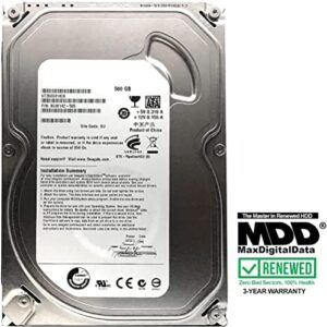 MDD MAXDIGITALDATA - ST3500414CS 500GB 5900RPM 16MB Cache SATA 3.0Gb/s 3.5-inch Surveillance Hard Drive - 3 Year Warranty (Renewed)