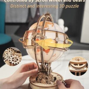 ROKR 3D Wooden Puzzles for Adults-LED Illuminated Wooden Globe Puzzle-Model Building Kits-Room Decor for Teen Girls Boys Women Men