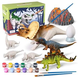 whatstem 3d dinosaurs painting kit with 12 dinos for kids age 3-15, arts and crafts kits drawing toys with dinosaurs set creativity gifts for boys and girls