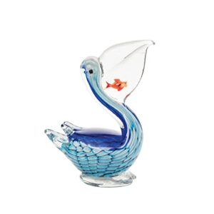 beachcombers pelican glass figure figurine blue,red