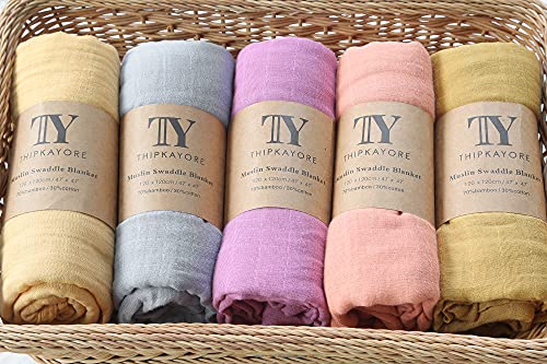 THIPKAYORE Baby Swaddle Blankets, Baby Swaddling Neutral Receiving Blanket for Boys & Girls, 70% Bamboo & 30% Cotton, Large 47 x 47 inches Solid Color (Yellow)