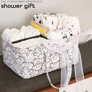 Baby Diaper Caddy Organizer Basket for Nursery Changing Table - Car Storage Tote Bag for Nappy, Diapers, and Wipes - Newborn Registry Shower Gift for Girl and Boy Must Haves - Travel Bin(White)