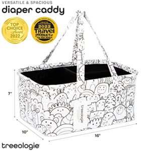 Baby Diaper Caddy Organizer Basket for Nursery Changing Table - Car Storage Tote Bag for Nappy, Diapers, and Wipes - Newborn Registry Shower Gift for Girl and Boy Must Haves - Travel Bin(White)