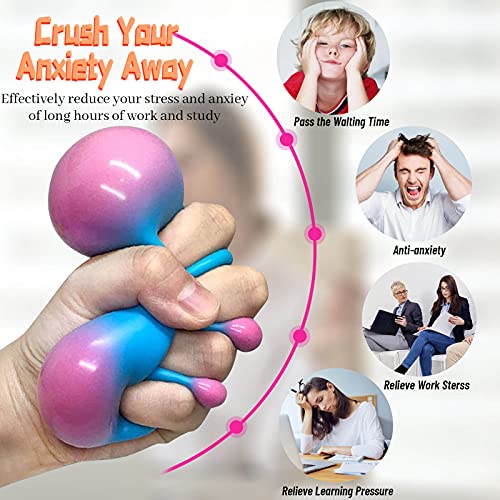 Squishy Stress Balls for Kids and Adults - 6 Balls Water Bead Stress Balls Balls Sensory Ball Squeeze Ball Fidget Toys Set for Anxiety Autism ADHD and More