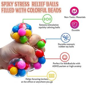 Squishy Stress Balls for Kids and Adults - 6 Balls Water Bead Stress Balls Balls Sensory Ball Squeeze Ball Fidget Toys Set for Anxiety Autism ADHD and More