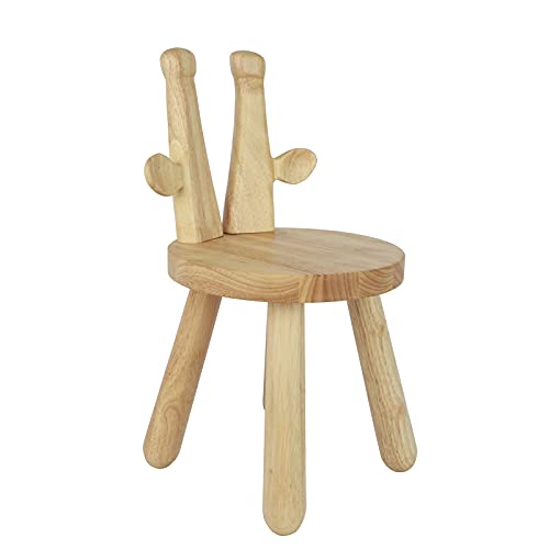 famobay Wooden Toddler Chair, Naturally Finished Solid Hardwood,Kids Stool Handmade, for Playroom, Nursery, Preschool, Bedroom, Kindergarten Eating, Reading, Playing, Boys Girls Age 2+ (1, Giraffe)