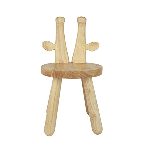 famobay Wooden Toddler Chair, Naturally Finished Solid Hardwood,Kids Stool Handmade, for Playroom, Nursery, Preschool, Bedroom, Kindergarten Eating, Reading, Playing, Boys Girls Age 2+ (1, Giraffe)