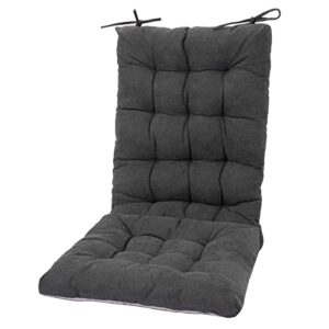 pomiu rocking chair cushion, chair cushions, premium tufted back and seat cushion non skid slip, chair pads for indoor home, kitchen, desk chair, dining chairs (dark grey, fabric 1)