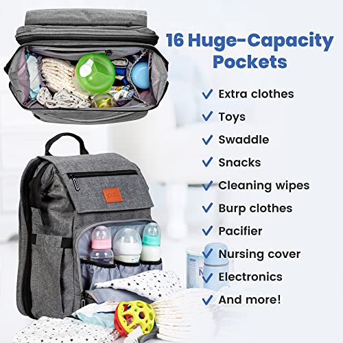 PILLANI Baby Diaper Bag Backpack for Boys& Girls,Diaper Backpack,Baby Registry Search,Newborn Essentials Gifts