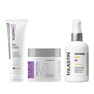 trilastin maternity stretch mark bundle with nourishing body oil and hydro-thermal accelerator | 1 month supply of all-natural, paraben-free, and hypoallergenic skincare products