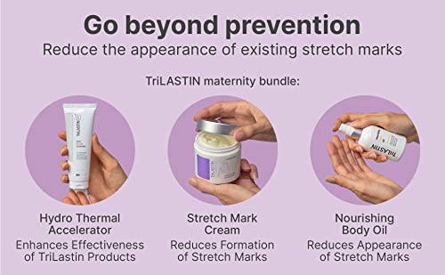 TriLASTIN Maternity Stretch Mark Bundle with Nourishing Body Oil and Hydro-Thermal Accelerator | 1 Month Supply of All-Natural, Paraben-Free, and Hypoallergenic Skincare Products