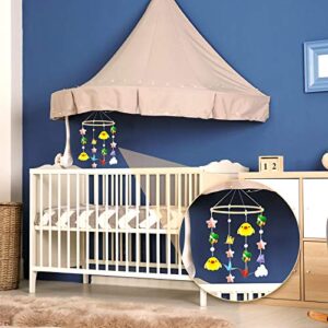 Baby Mobile DIY Kit Nursery Wooden Frame Mobile Crib Bed Bell Ceiling Wooden Wind Chime Hanging DIY Wooden Frame Ornaments Handmade Kit Round Wind Bell for Infant Toys