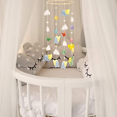 Baby Mobile DIY Kit Nursery Wooden Frame Mobile Crib Bed Bell Ceiling Wooden Wind Chime Hanging DIY Wooden Frame Ornaments Handmade Kit Round Wind Bell for Infant Toys