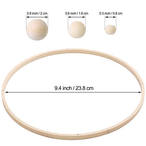 Baby Mobile DIY Kit Nursery Wooden Frame Mobile Crib Bed Bell Ceiling Wooden Wind Chime Hanging DIY Wooden Frame Ornaments Handmade Kit Round Wind Bell for Infant Toys