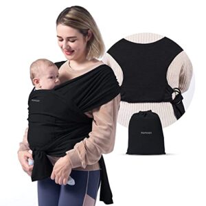 momcozy baby wrap carrier slings, easy to wear infant carrier slings for babies girl and boy, adjustable baby carriers for newborn up to 50 lbs, black