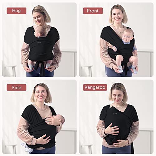 Momcozy Baby Wrap Carrier Slings, Easy to Wear Infant Carrier Slings for Babies Girl and Boy, Adjustable Baby Carriers for Newborn up to 50 lbs, Black