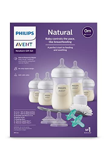 Philips AVENT Natural Baby Bottle with Natural Response Nipple, Newborn Baby Gift Set, SCD838/02