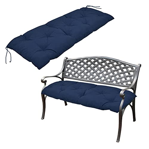 Yddsky Waterproof Indoor/Outdoor Garden Bench Seat Cushions,Thicken Patio Bench Soft Rocking Chairs Pad Lounger Seat for Wicker Loveseat Settee（59 X 19.6 in，Navy）