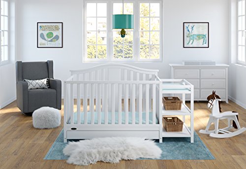 Graco Solano 4-in-1 Convertible Crib with Drawer and Changer (White) - JPMA-Certified Crib and Changer & Premium Foam Crib & Toddler Mattress – GREENGUARD Gold and CertiPUR-US Certified