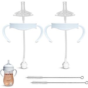 Straw Cup Conversion Kit for Philips Avent Natural Baby Bottle | 2-Count | with Weighted Straw, Bottle Handles and Straw Cleaning Brush | BPA-Free | Spill-Proof (Straw Top)