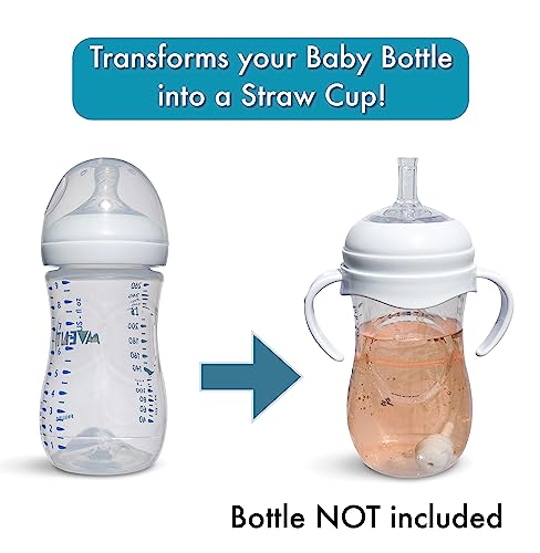 Straw Cup Conversion Kit for Philips Avent Natural Baby Bottle | 2-Count | with Weighted Straw, Bottle Handles and Straw Cleaning Brush | BPA-Free | Spill-Proof (Straw Top)