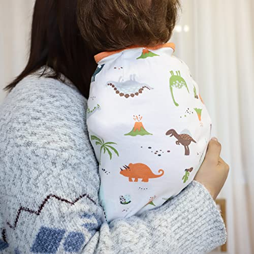 Hooyax Swaddle Blanket for Baby Boys and Girls, Cotton Swaddle Wrap Adjustable Sleep Sack for Newborn Baby, 3 Pack, Navy+Orange Stripe+Dinosaurs Small(0-3 Month)