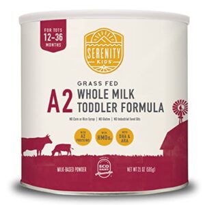 Serenity Kids Toddler Formula Powder Drink Made with Grass Fed Organic A2 Whole Milk | Easy to Digest, Clean Ingredients | Clean Label Project Purity Award Certified | 21 oz Can | 1 Count