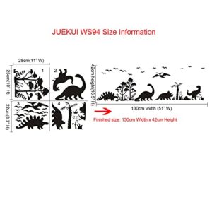 Large Size (51"X 16.5") Wall Decal Sticker Dinosaur Animal Forest Tree Bird Home Decor Bedroom Living Room Jurassic Park Dino Decals Nursery Wall Art Poster WS94 (Black)