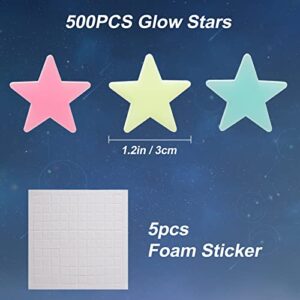 Glow in The Dark Stars for Ceiling, 500 Pcs 3D Star Stickers, Glow Stars for Kids Room Decor and Cool Room Decor