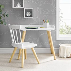 Delta Children Essex Kids' Desk & Chair Set-Greenguard Gold Certified-Ideal for Arts & Crafts, Snack Time, Studying-for Ages 4 Years+, Bianca White/Natural