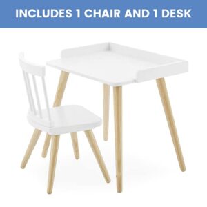 Delta Children Essex Kids' Desk & Chair Set-Greenguard Gold Certified-Ideal for Arts & Crafts, Snack Time, Studying-for Ages 4 Years+, Bianca White/Natural